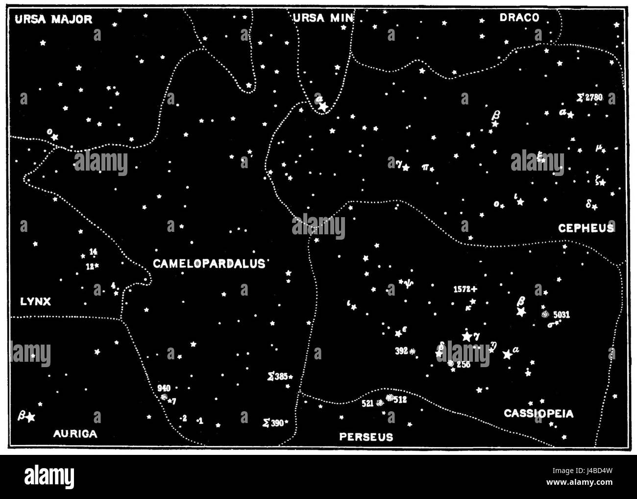 Celestial map of the night sky Black and White Stock Photos & Images ...