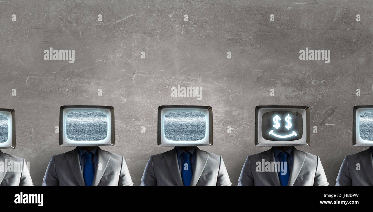 Monitor headed businessman Stock Photo - Alamy