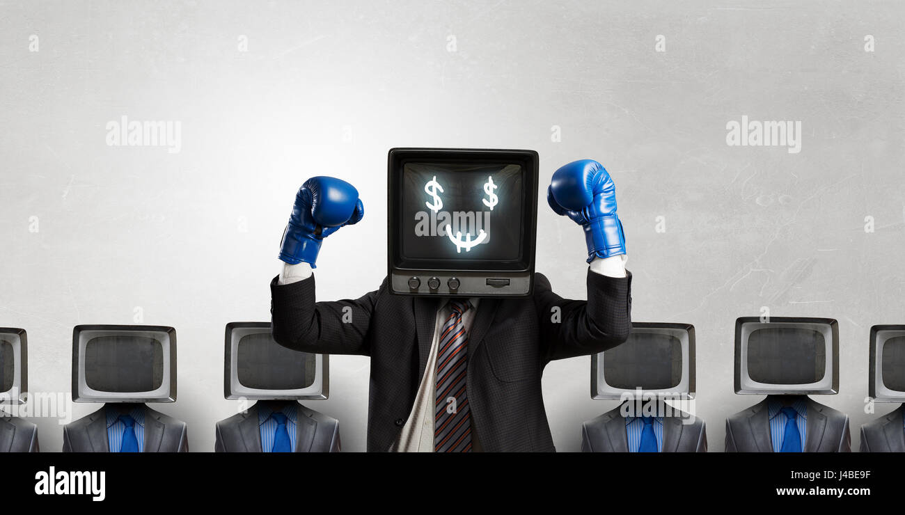 Monitor headed businessman Stock Photo - Alamy