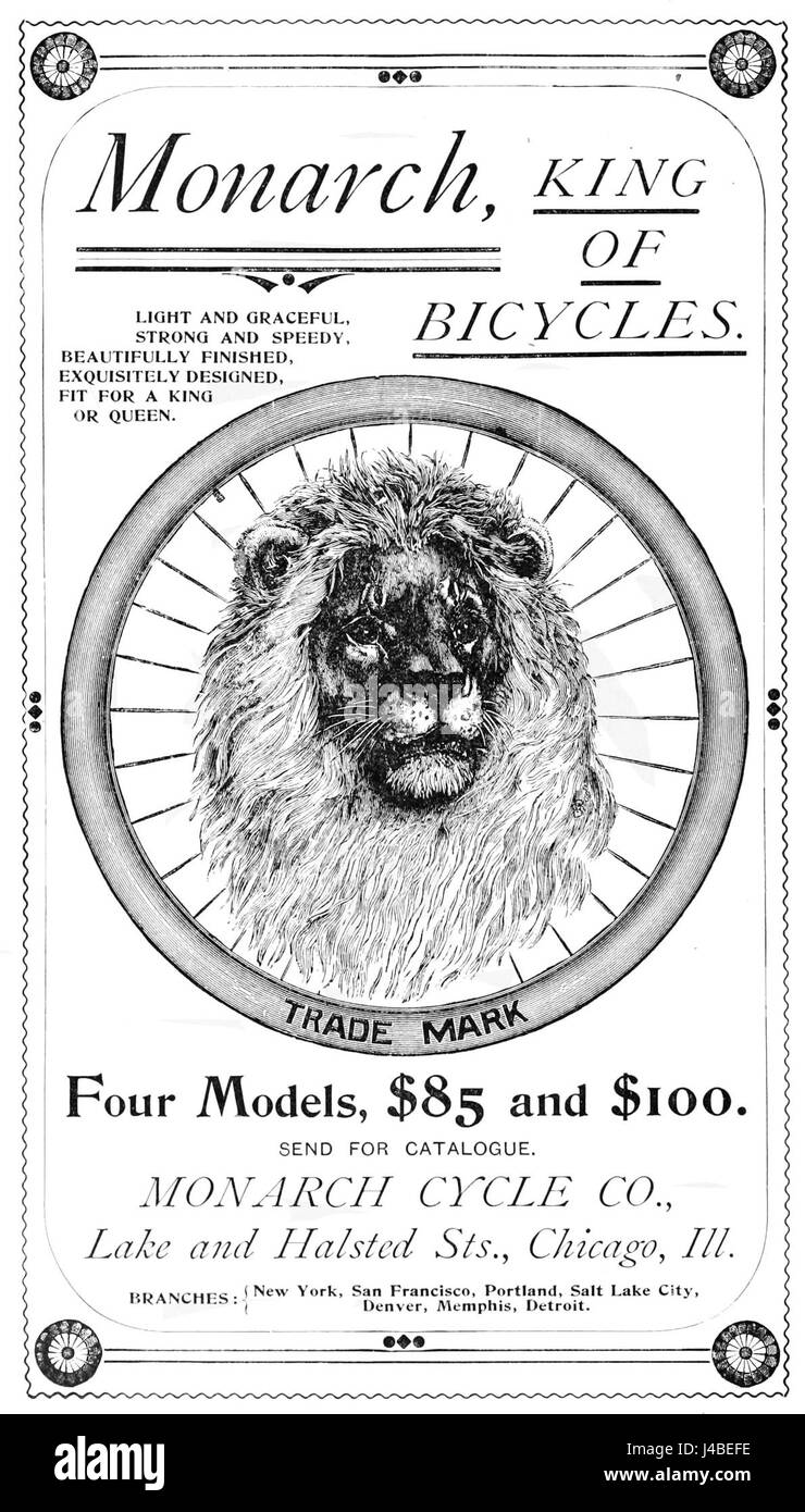 This 1895 Monarch bicycle advertisement features early promotional ...