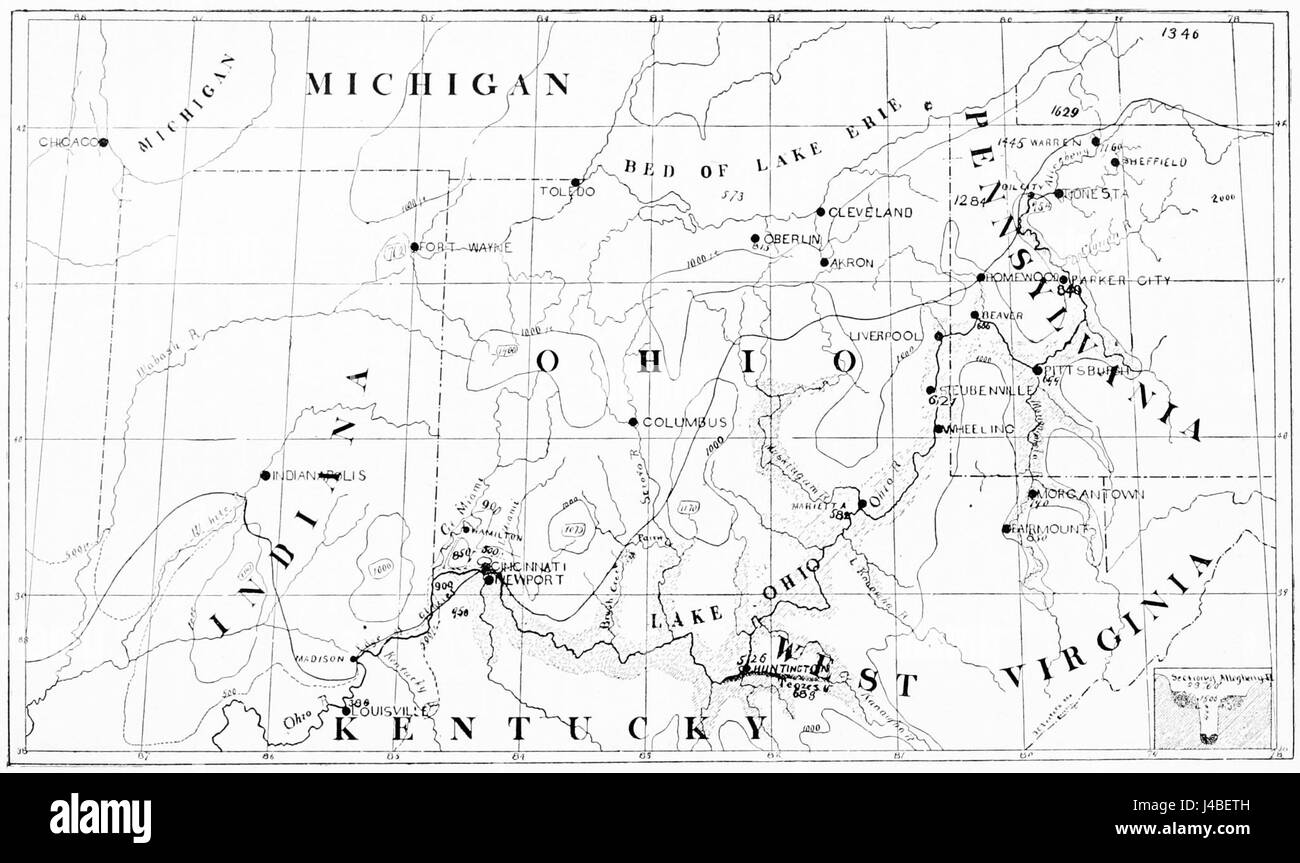 This map from PSM V45 D200 shows the contours of the Ohio Valley ...