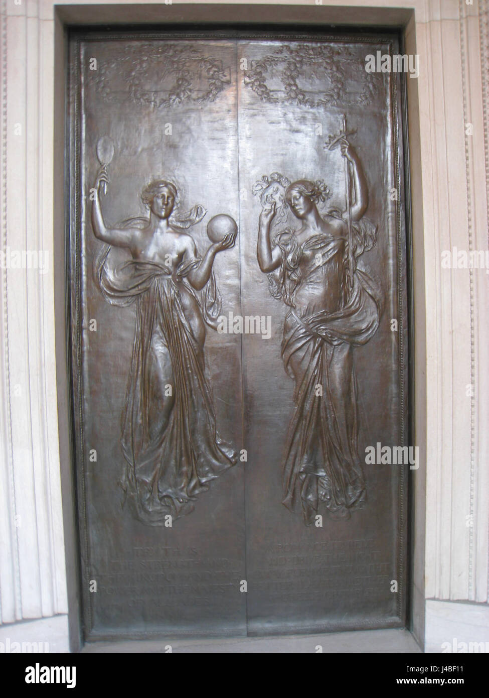 Right door by Daniel Chester French, Boston Public Library Stock Photo ...