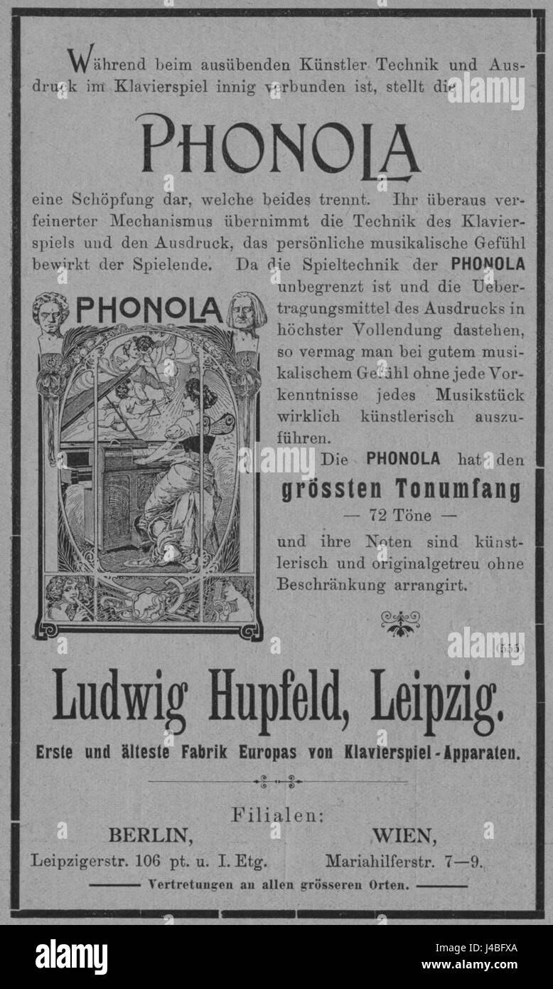 This advertisement, dated 1903, promotes Phonola, an early brand of ...