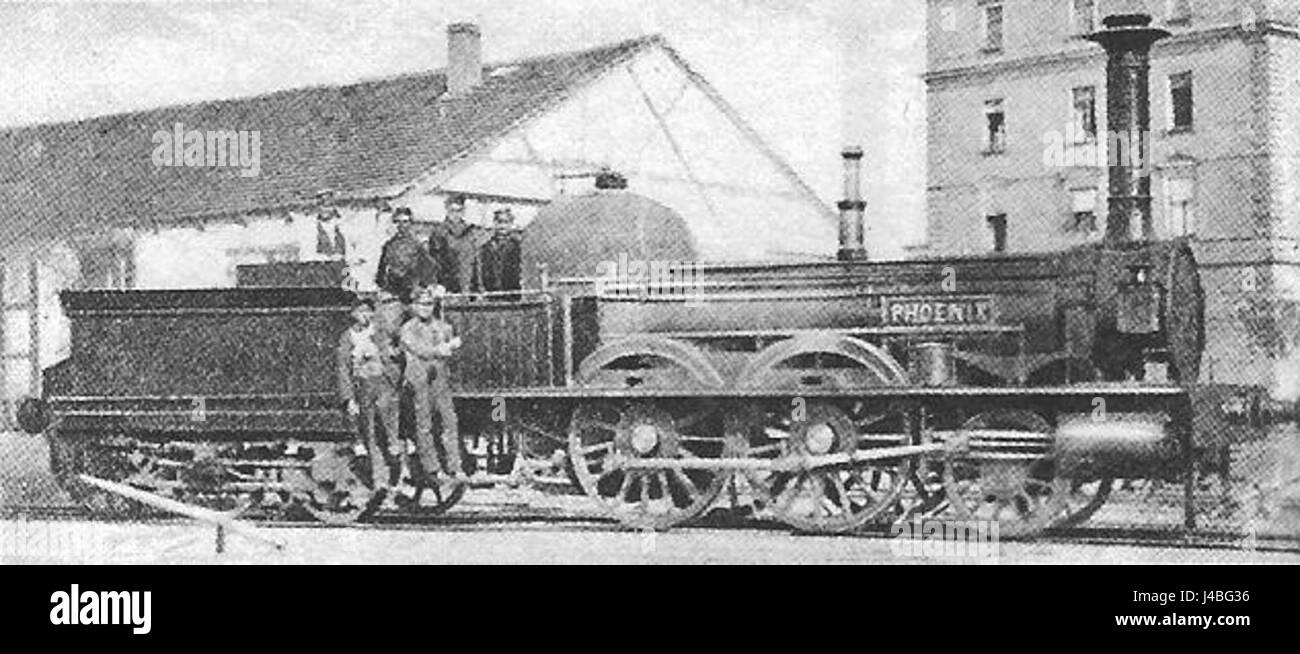 The Phoenix locomotive, one of the earliest steam-powered trains, was ...