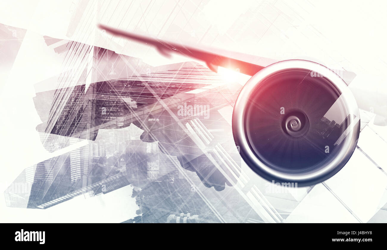 Business center background. Mixed media Stock Photo - Alamy