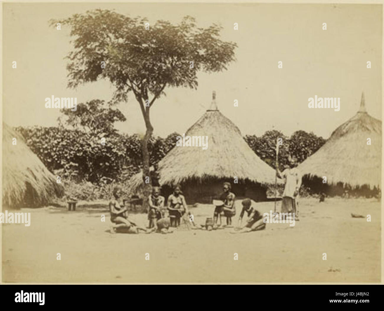 Richard Buchta Zande homestead with women Stock Photo - Alamy