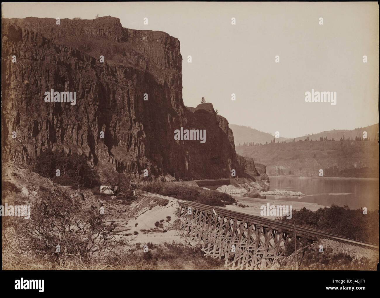 Rock Bluffs Columbia River Oregon by Carleton E Watkins Stock Photo - Alamy