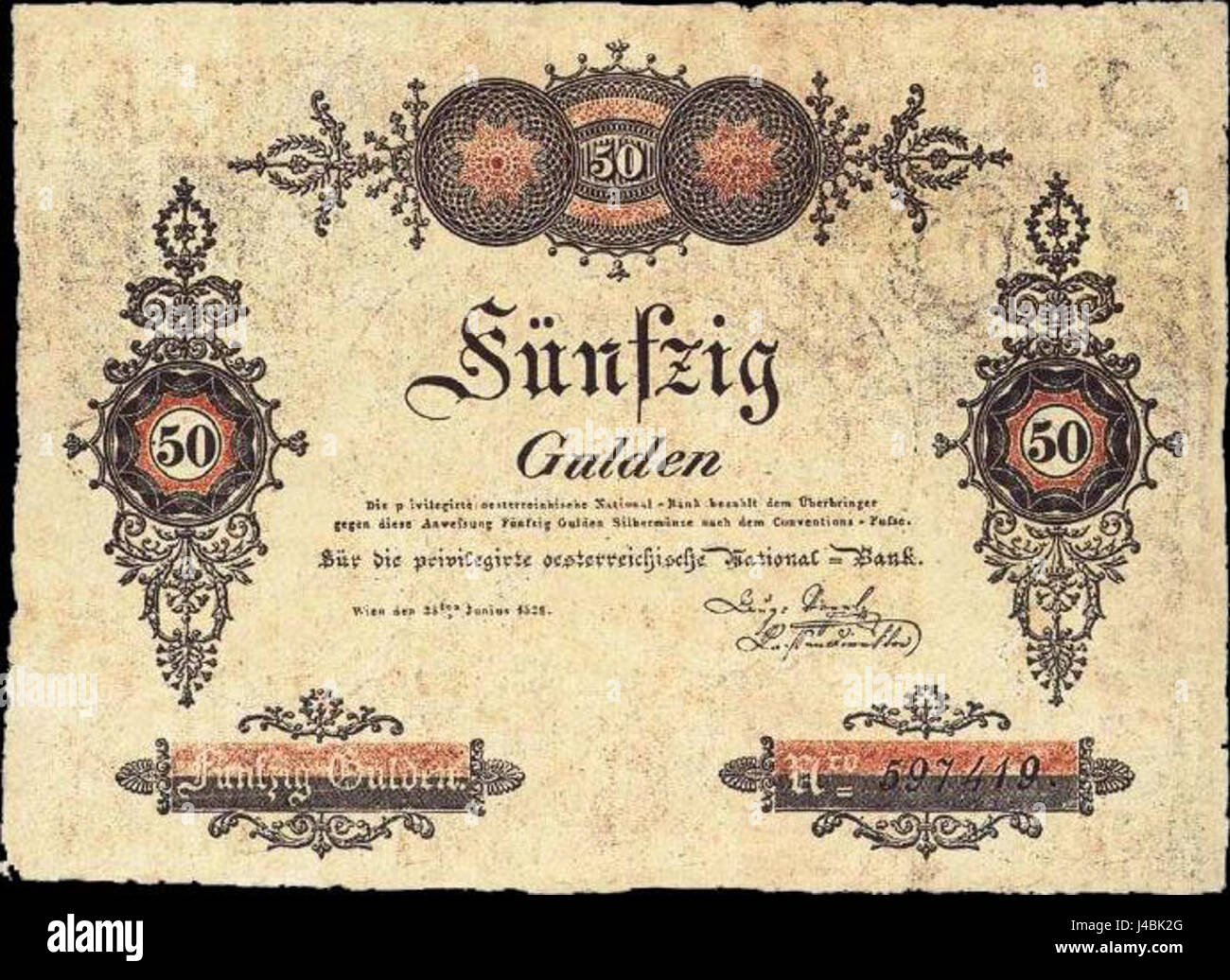 The PONB 50 Gulden from 1825 features an intricate design, showcasing ...