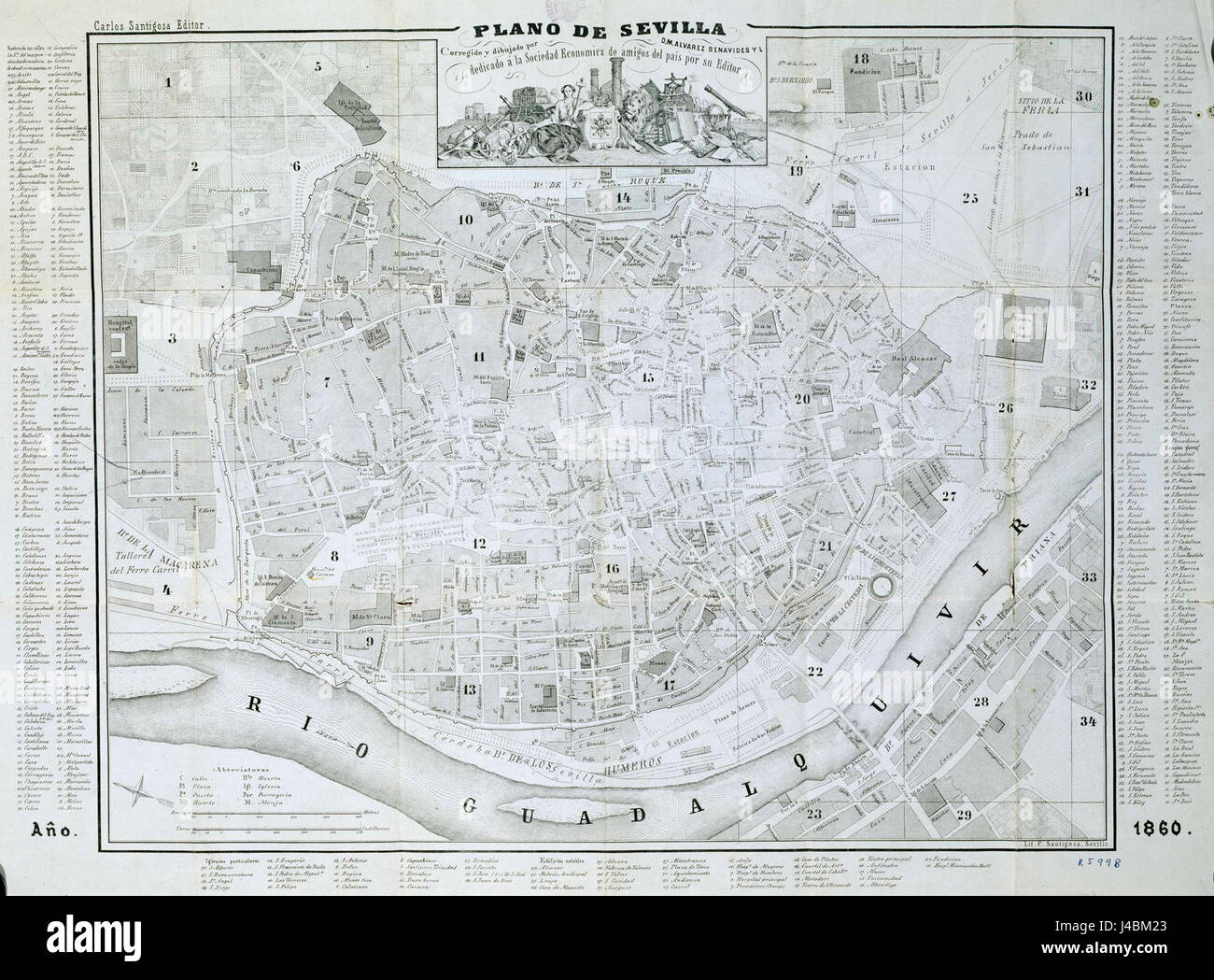 Plano de Sevilla 1860 Stock Photo - Alamy
