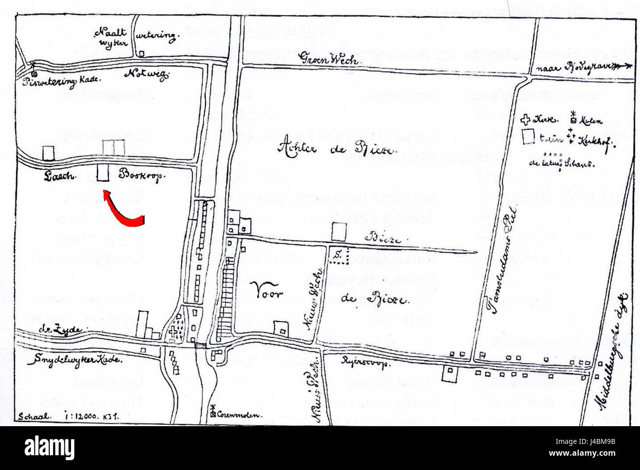 Plattegrond Boskoop 1600 Stock Photo - Alamy