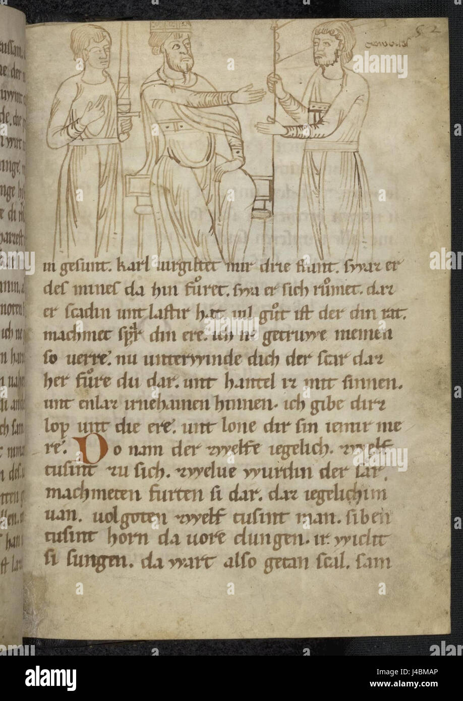Pfaffe Konrad Rolandslied cod. pal. germ. 112 105 Stock Photo - Alamy