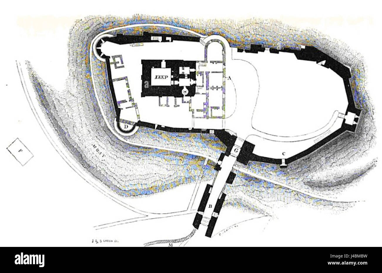 Prudhoe Castle plan Stock Photo - Alamy