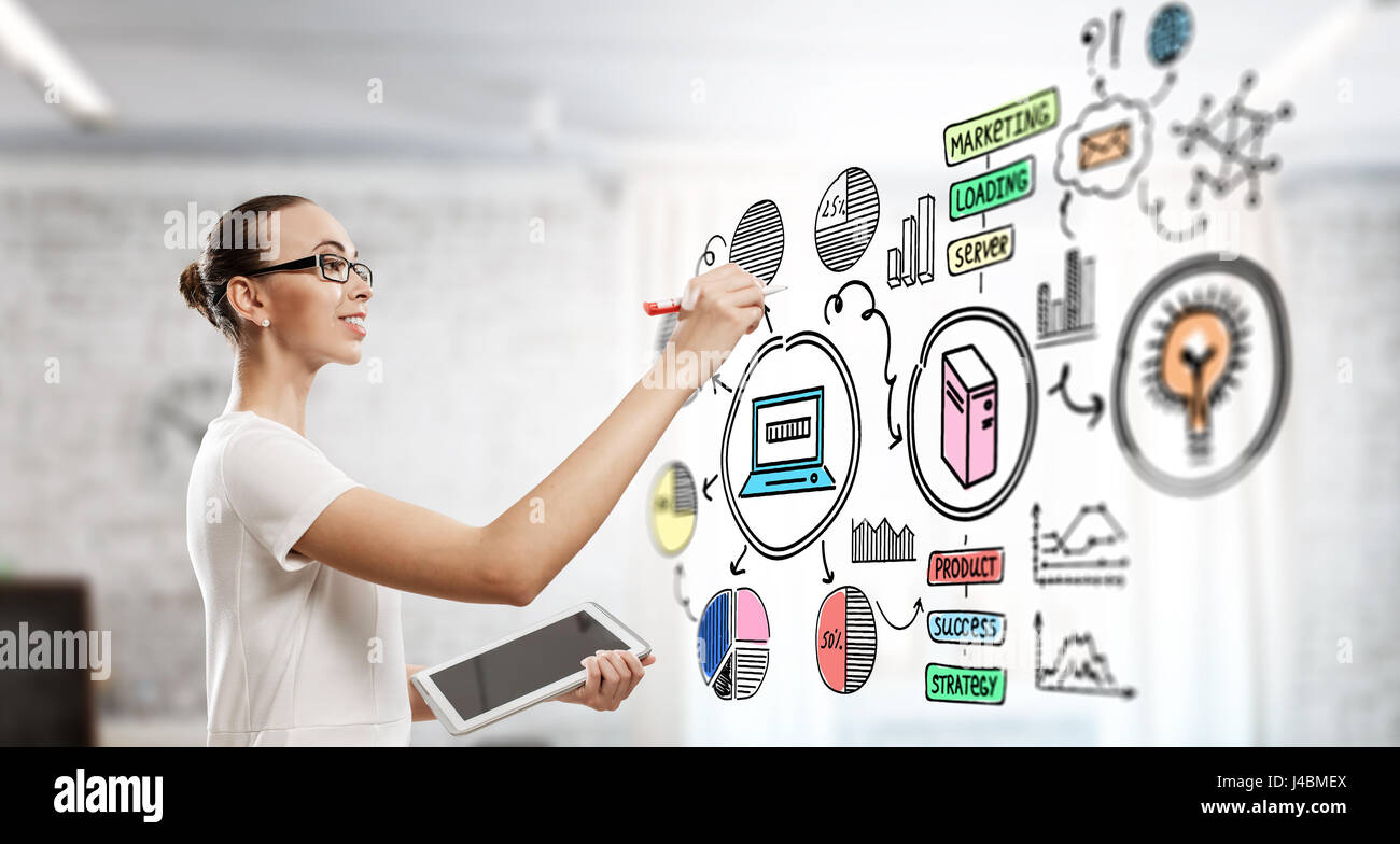 Drawing a business plan Stock Photo - Alamy