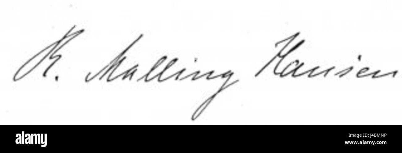 The signature of Rasmus Malling Hansen, a Danish inventor, educator ...
