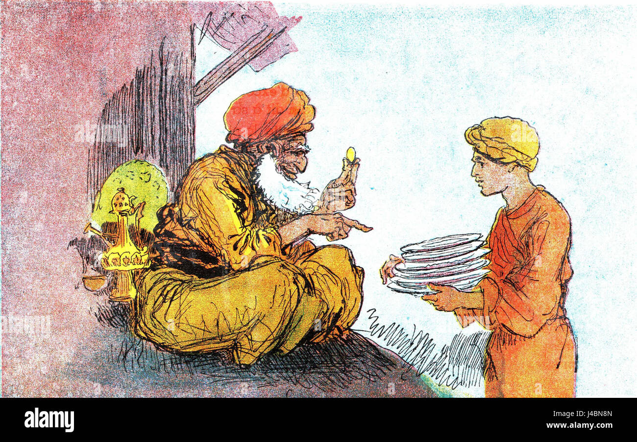 An illustration by Albert Robida from 'Aladdin,' showcasing Robida's ...