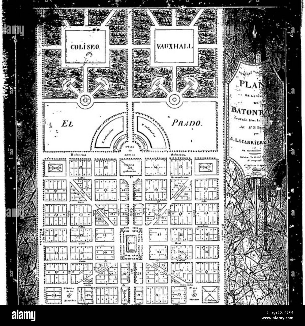 The Plan of Baton Rouge, Beauregard Town (1806) outlines the urban ...