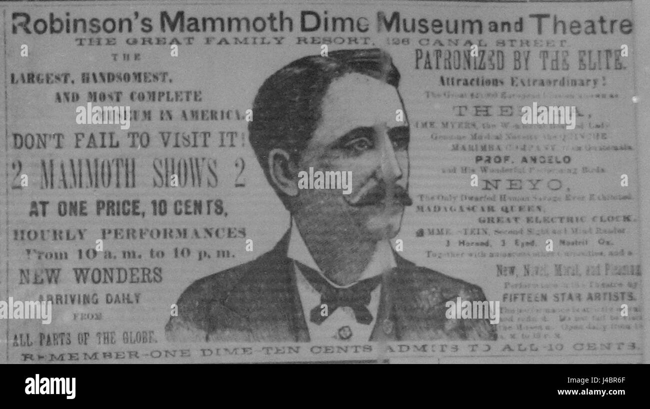 This advertisement promotes Robinson's Mammoth Dime Museum, a ...
