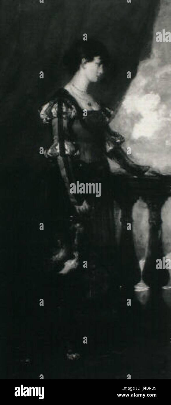 A depiction of a woman in a waiting posture by Paul Hoecker, capturing ...