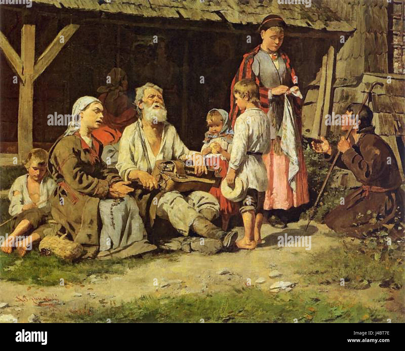 Pochwalski’s painting 'Lirnik przed chata' (1887) depicts a rural scene ...