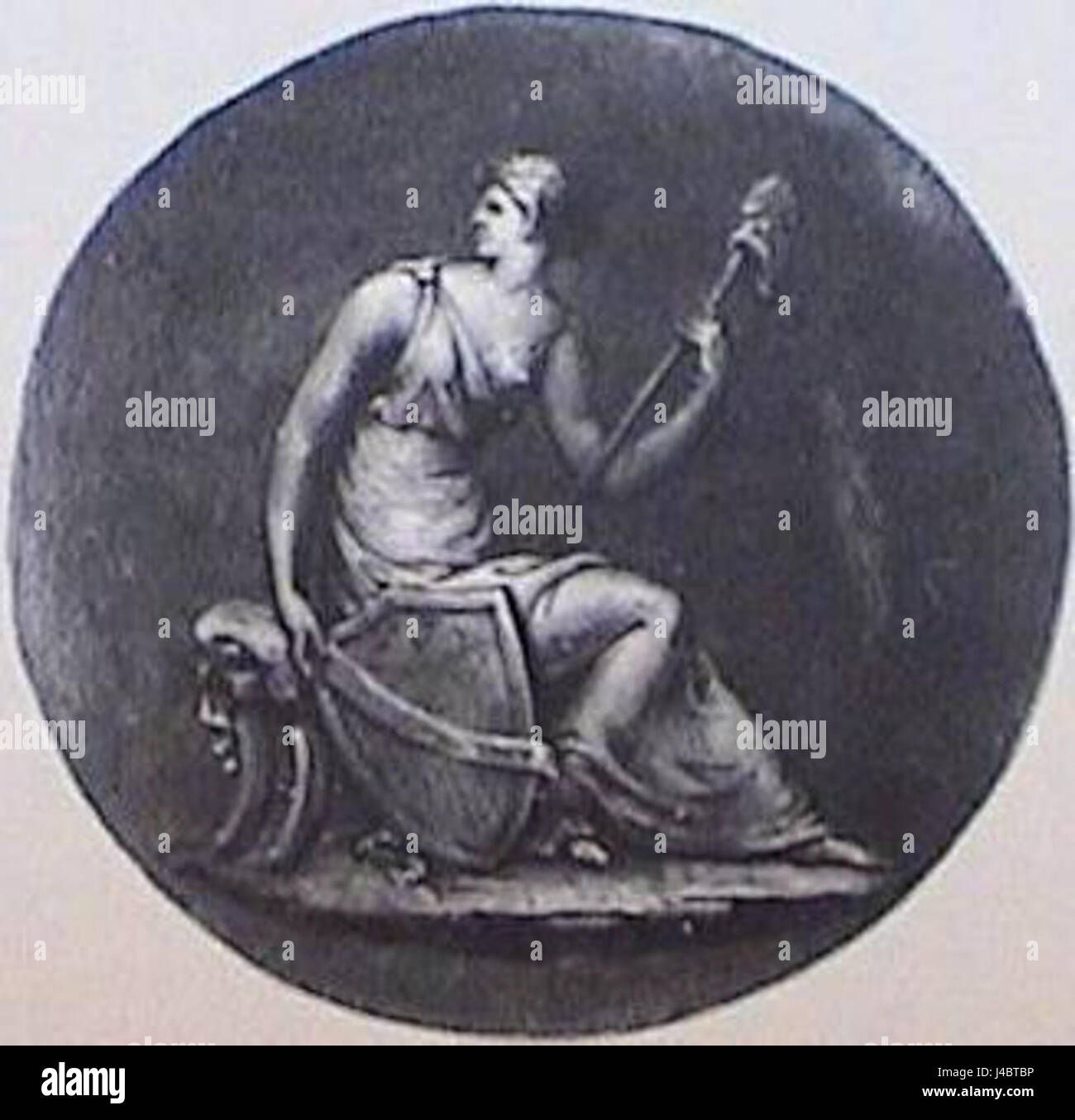 An engraving or artwork by Charles Willson Peale depicting 'Seated ...