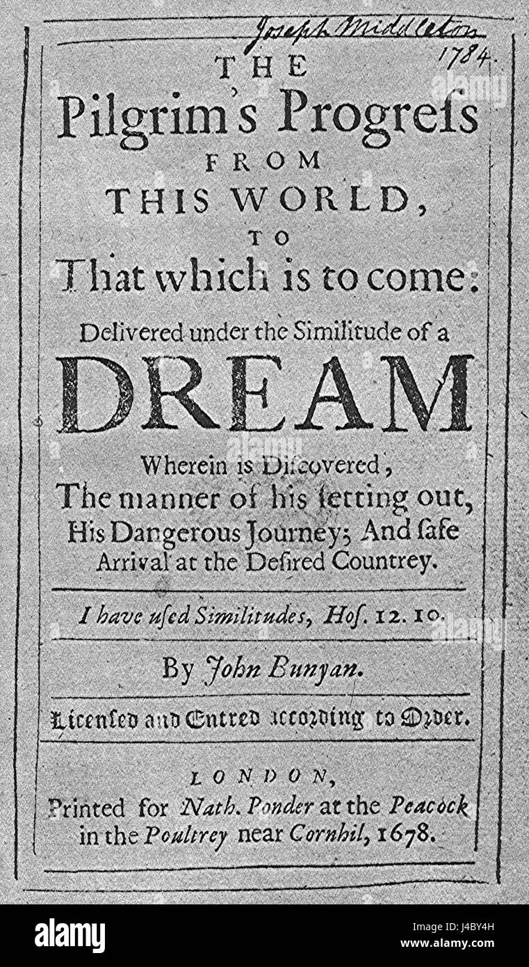 The first edition of 'Pilgrim's Progress' by John Bunyan, published in ...