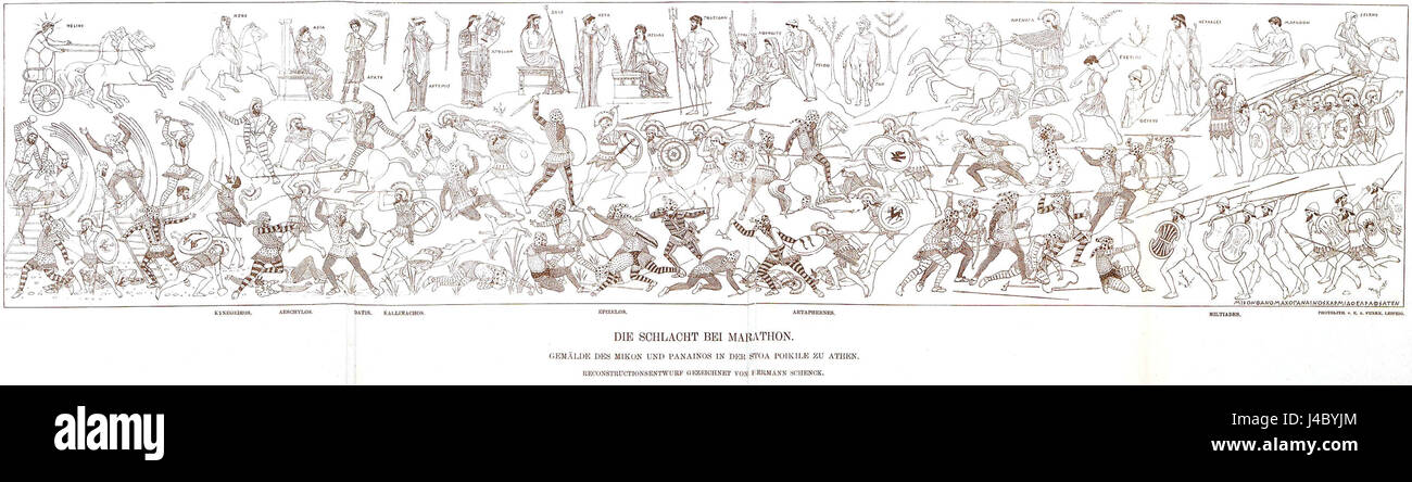 This reconstruction by the ancient Greek artist Polygnotos depicts the ...