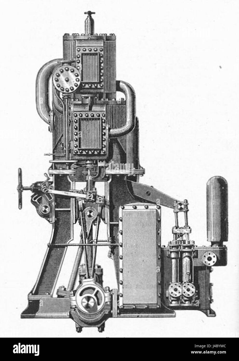 The image presents a detailed view of a quadruple expansion compound, a ...