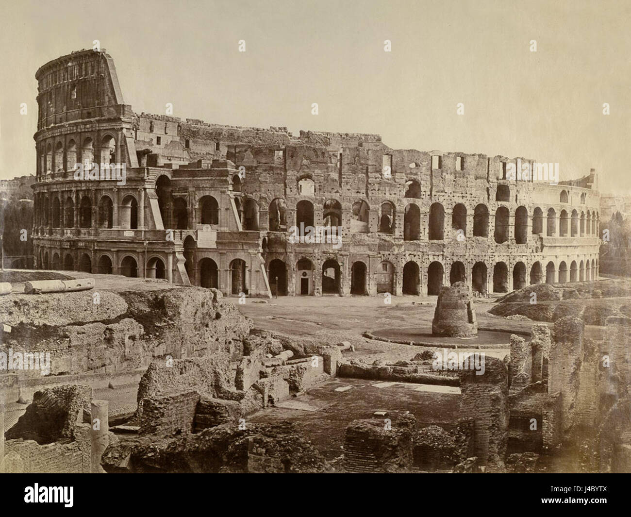 A 1870s photograph of the Colosseum in Rome captures the iconic Roman ...