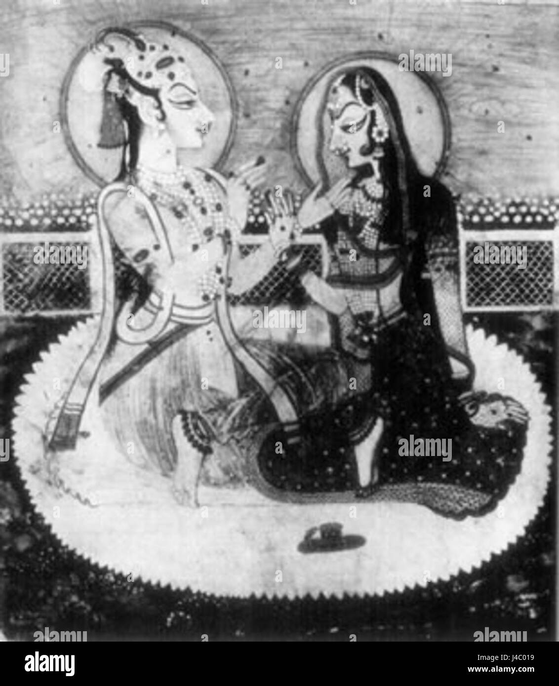 Krishna And Radha Black And White