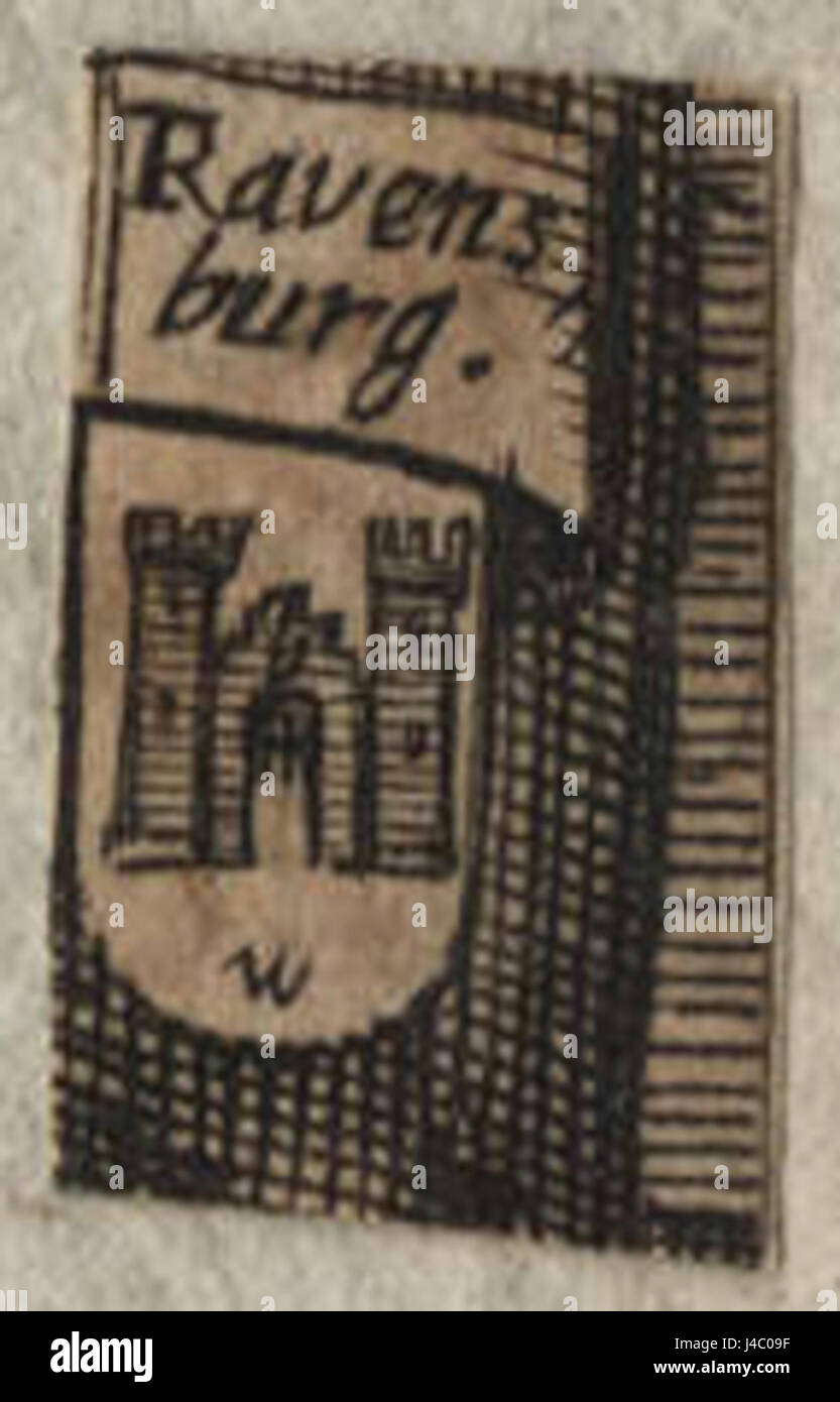 Ravensburg Wappen Stich 5 is a detailed illustration depicting the coat ...