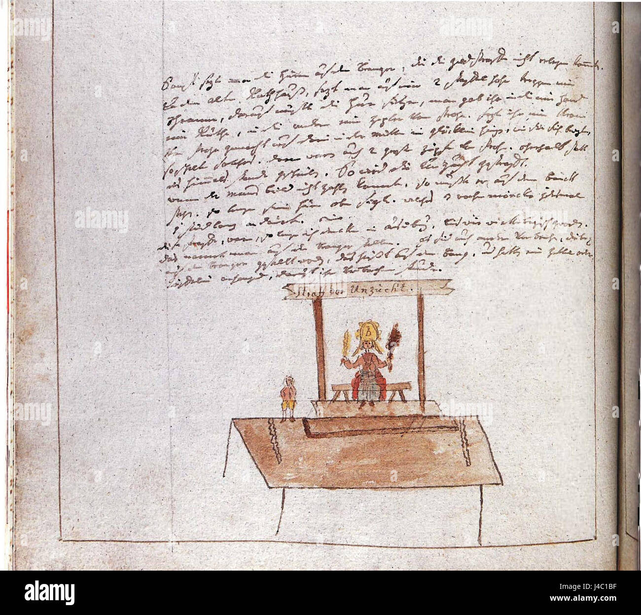 The image illustrates a historical punishment device known as a Pranger ...