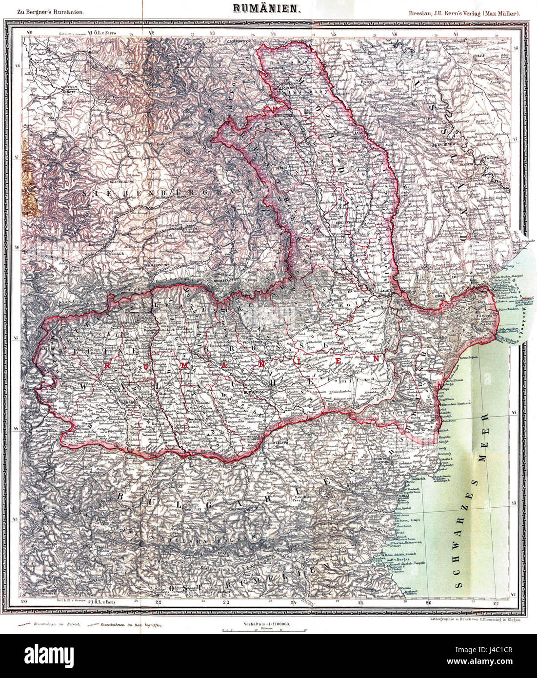 The 1887 map of Romania provides a historical view of the country's geography during the late ...