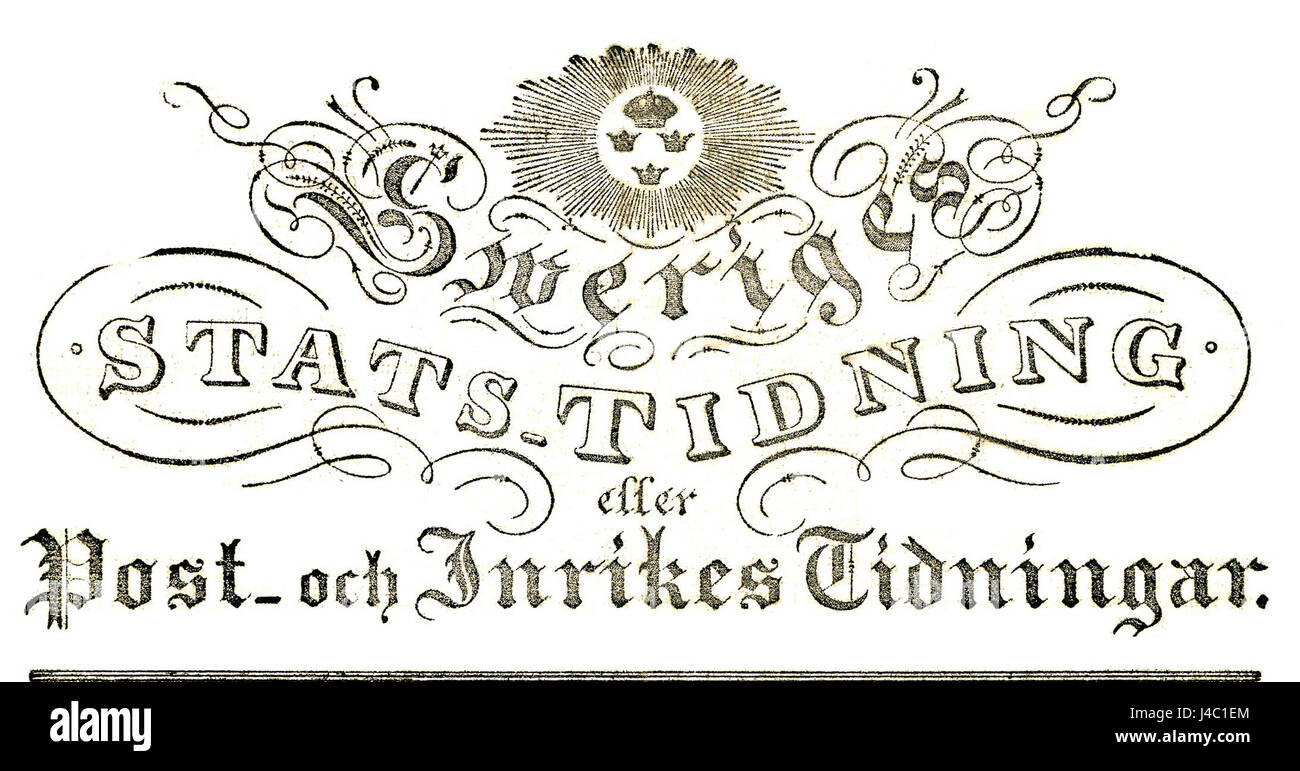 The 'Post och Inrikes Tidningar' was Sweden's official newspaper during ...