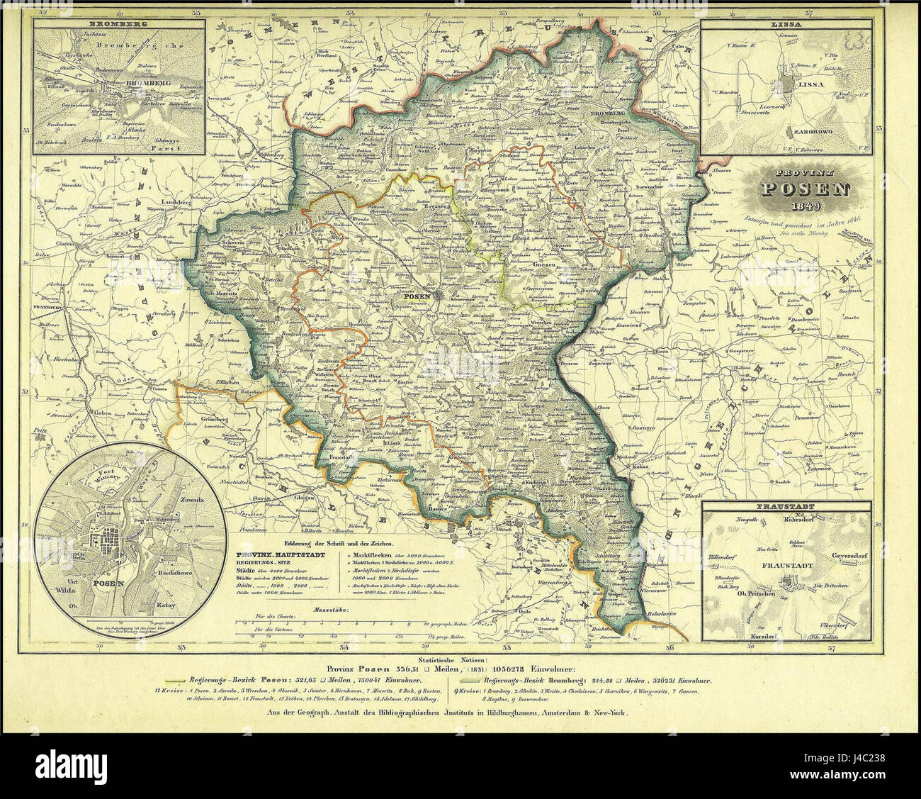 Provinz Posen 1848 refers to a historical map of the Province of Posen ...