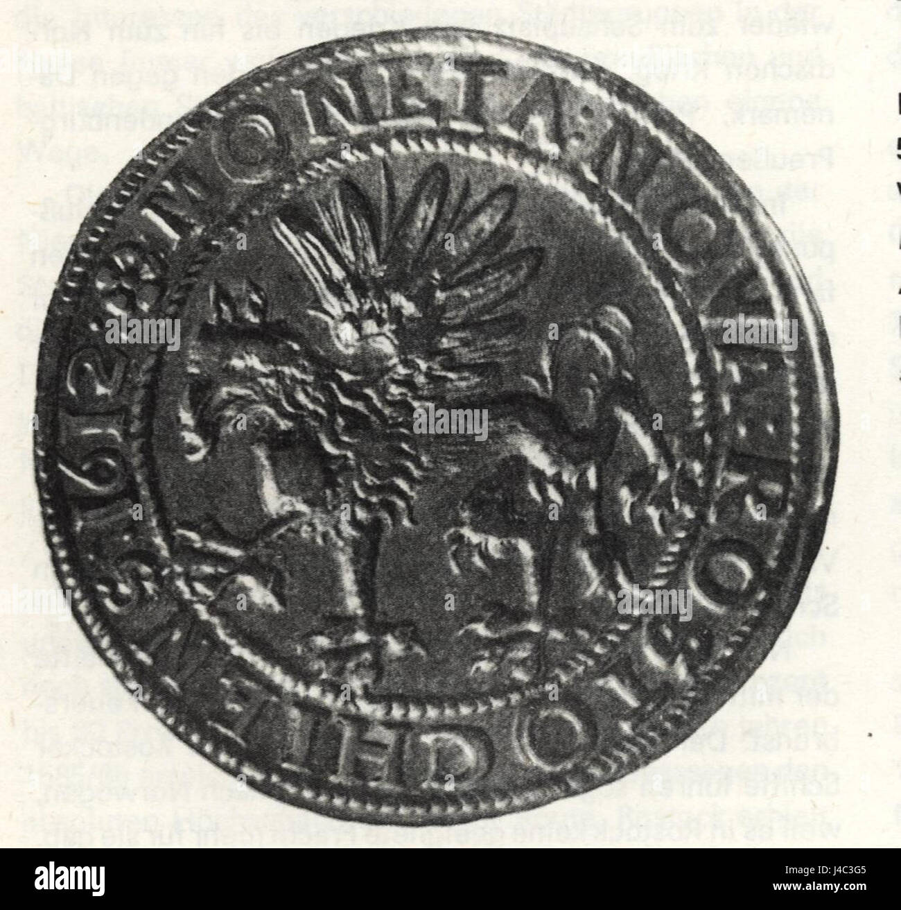 The 1612 Rostochiens Moneta Nova refers to a historical coin from the ...