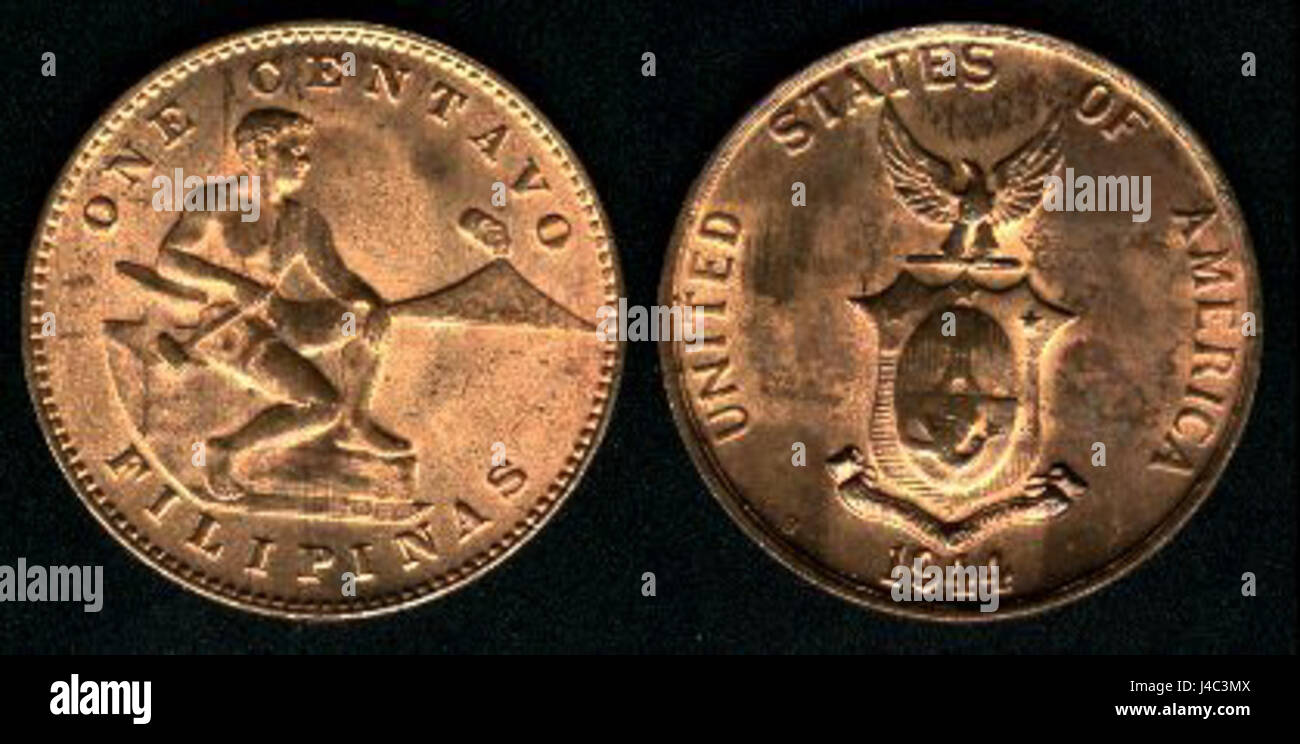 A depiction of the 1 centavo coin from the Philippines, featuring the ...