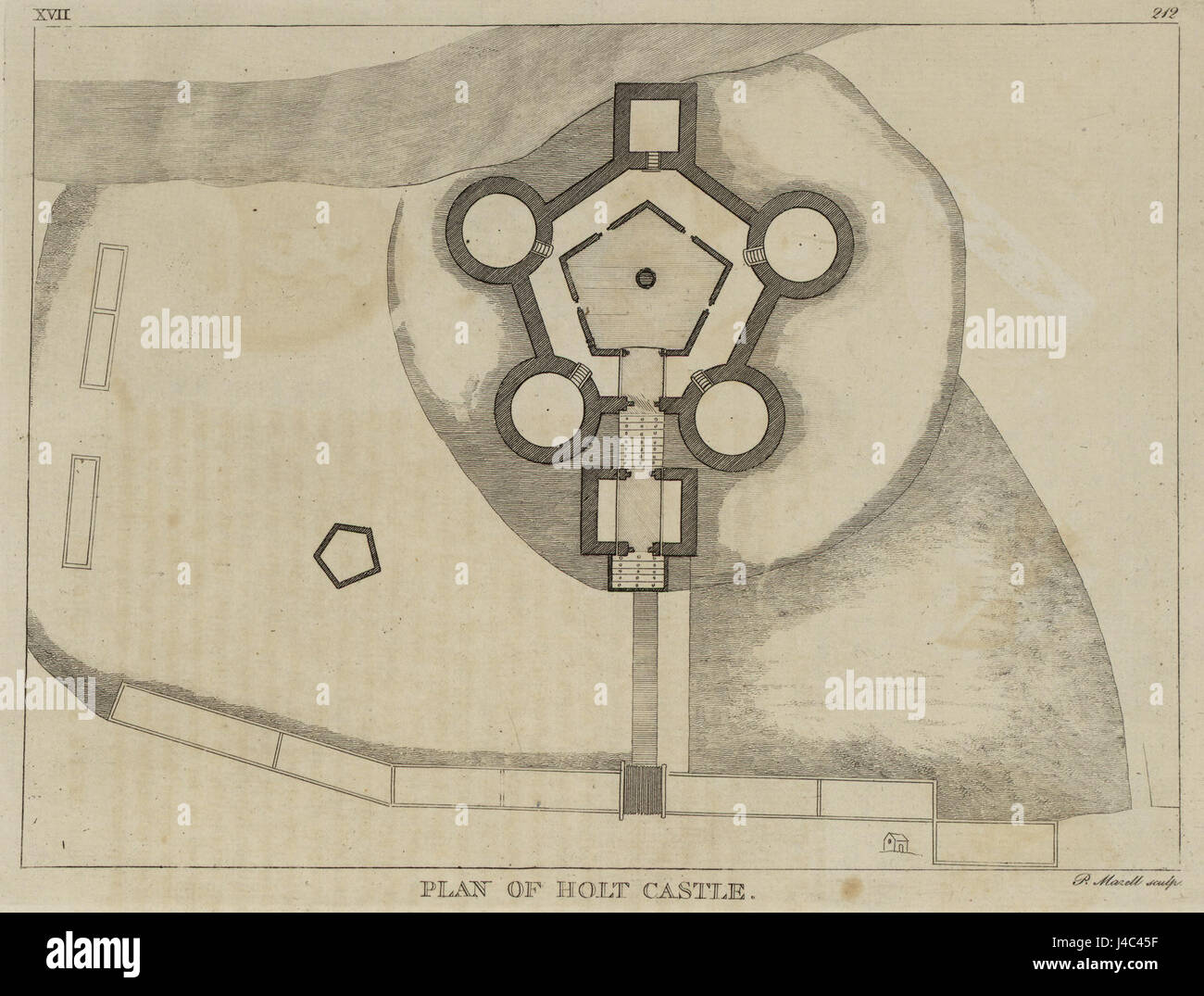 The plan of Holt Castle is a historical map depicting the layout and ...