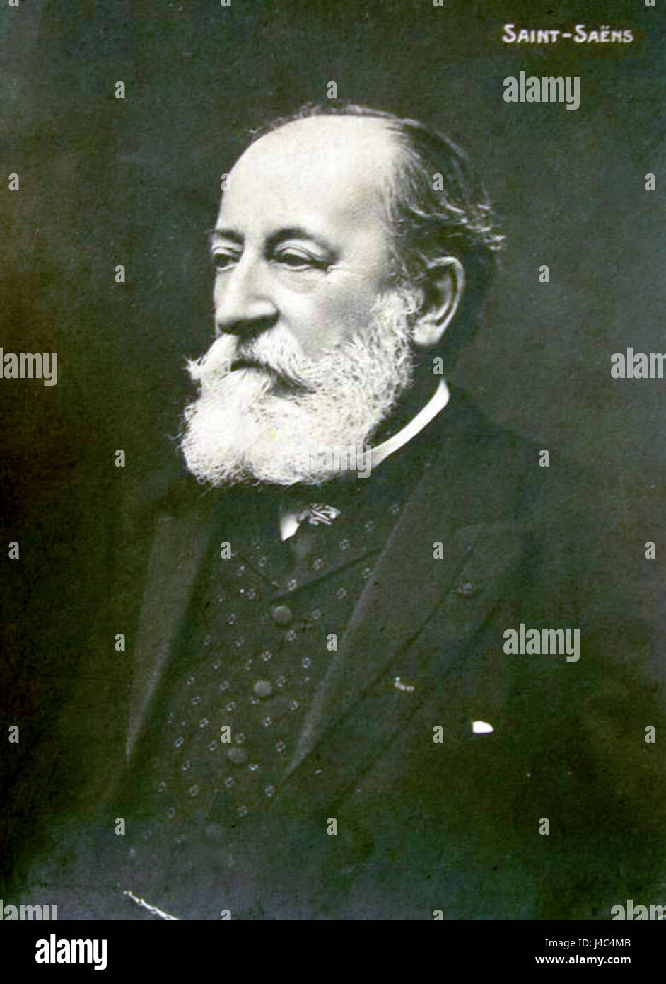A postcard from 1910 features composer Camille Saint-SaÃ«ns, known for ...