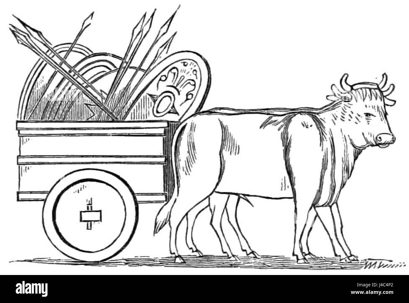 PSM V18 D470 showcases an ancient Roman farm, depicting a cart and oxen ...