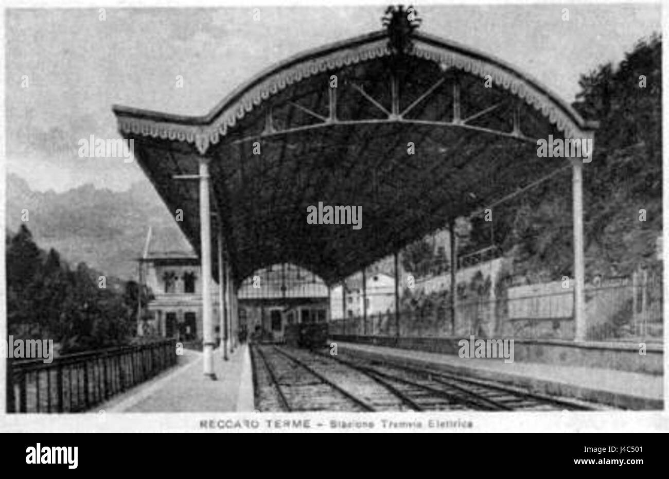 An image capturing the Recoaro Terme railway station in Italy, known ...