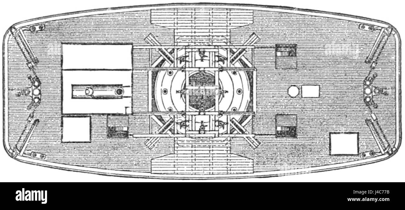 A detailed deck plan of a steam drilling scow, designed for use in ...