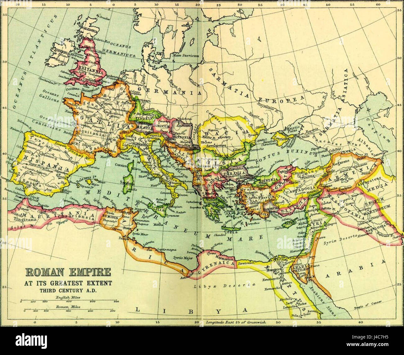 A complete map depicting the extent and boundaries of the Roman Empire ...