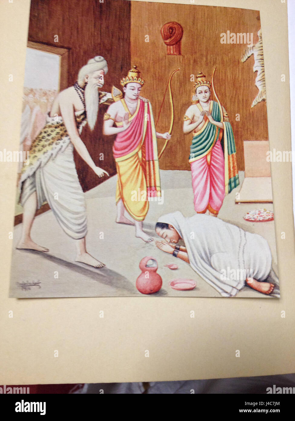 Rama, a key figure in the Hindu epic Ramayana, relieves Ahalya, who was ...