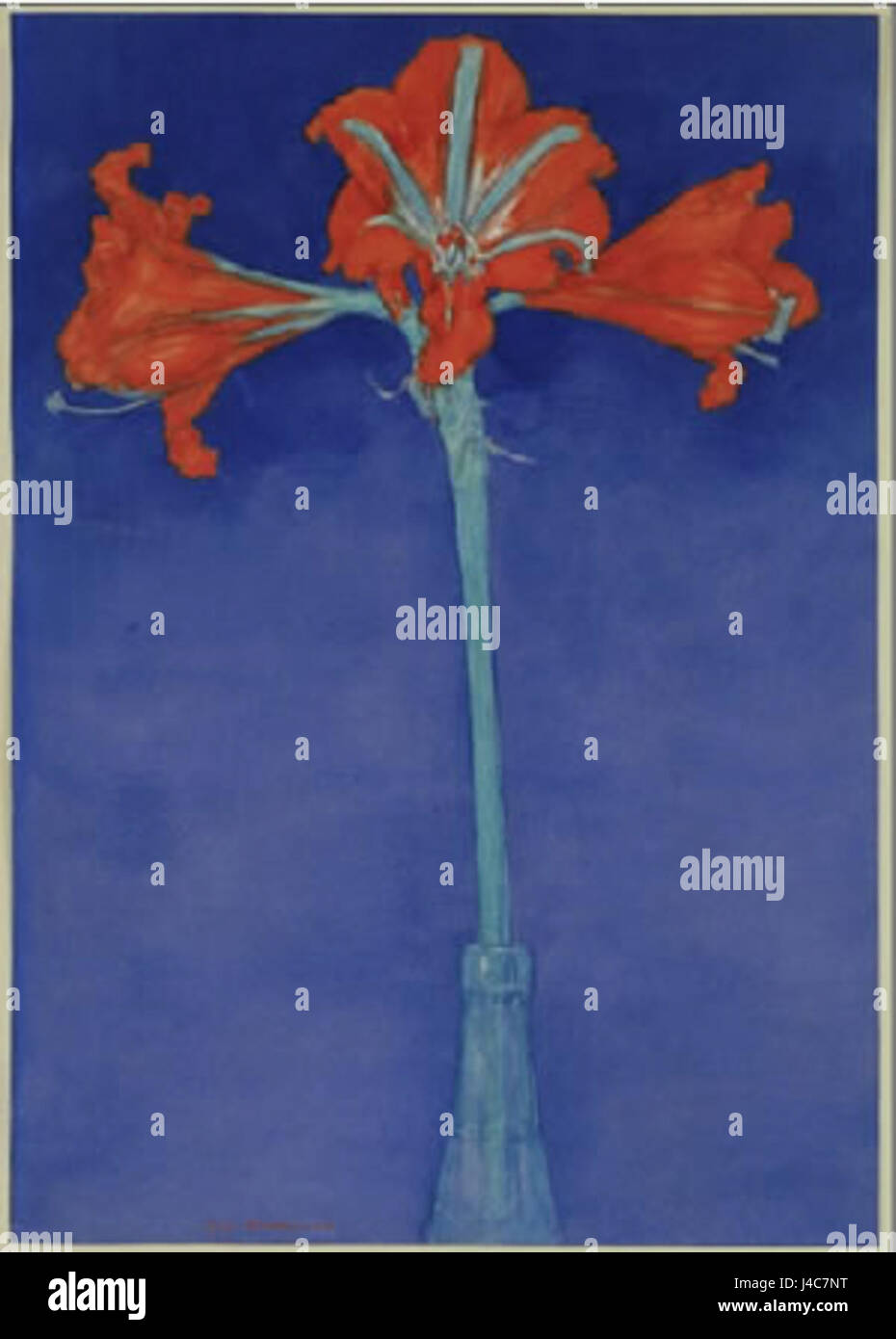 *Red Amaryllis with Blue Background* is a painting by Dutch artist Piet ...