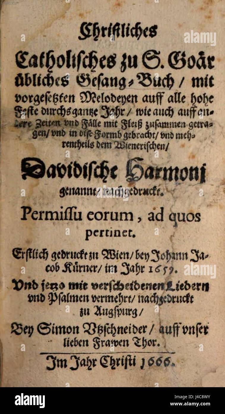 The title page of the 'Rheinfelsisches Gesangbuch,' published in 1666 ...