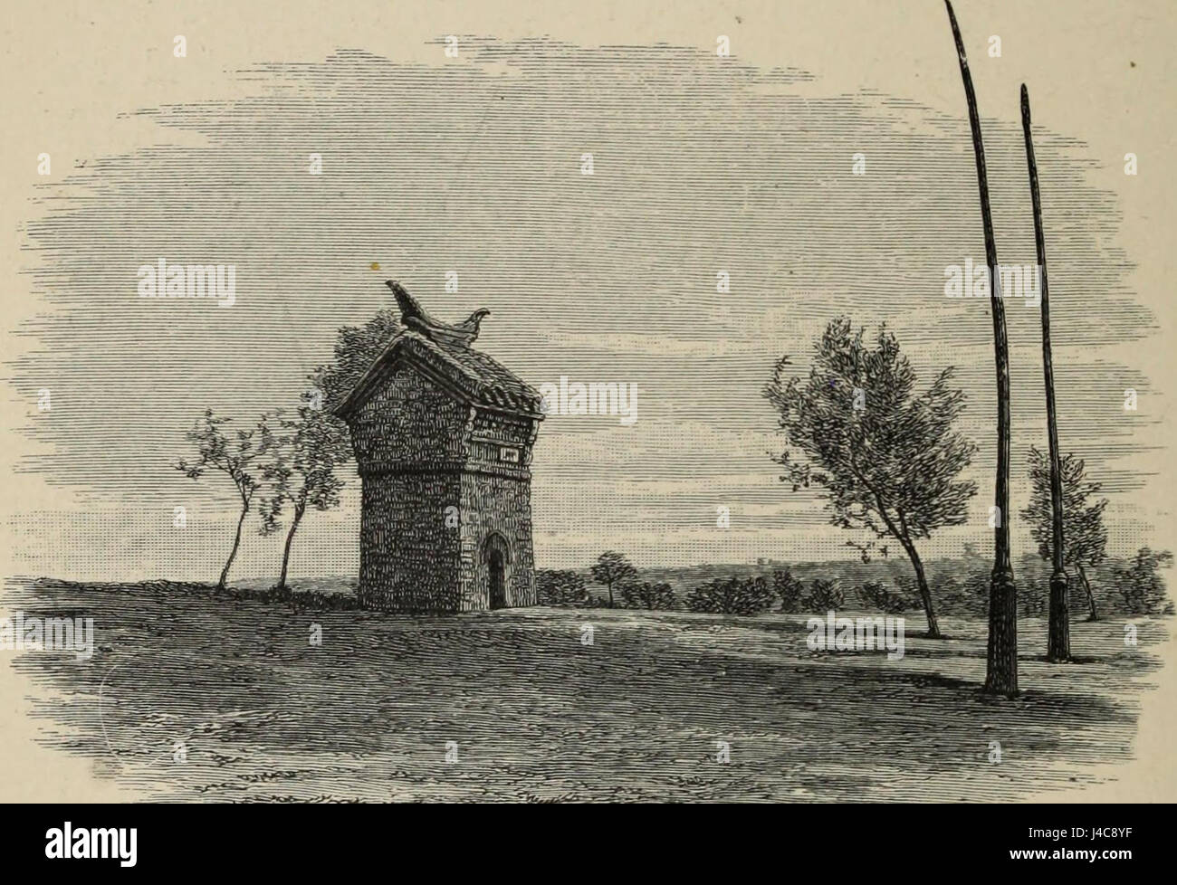A roadside shrine in Manchuria, likely an example of religious or ...