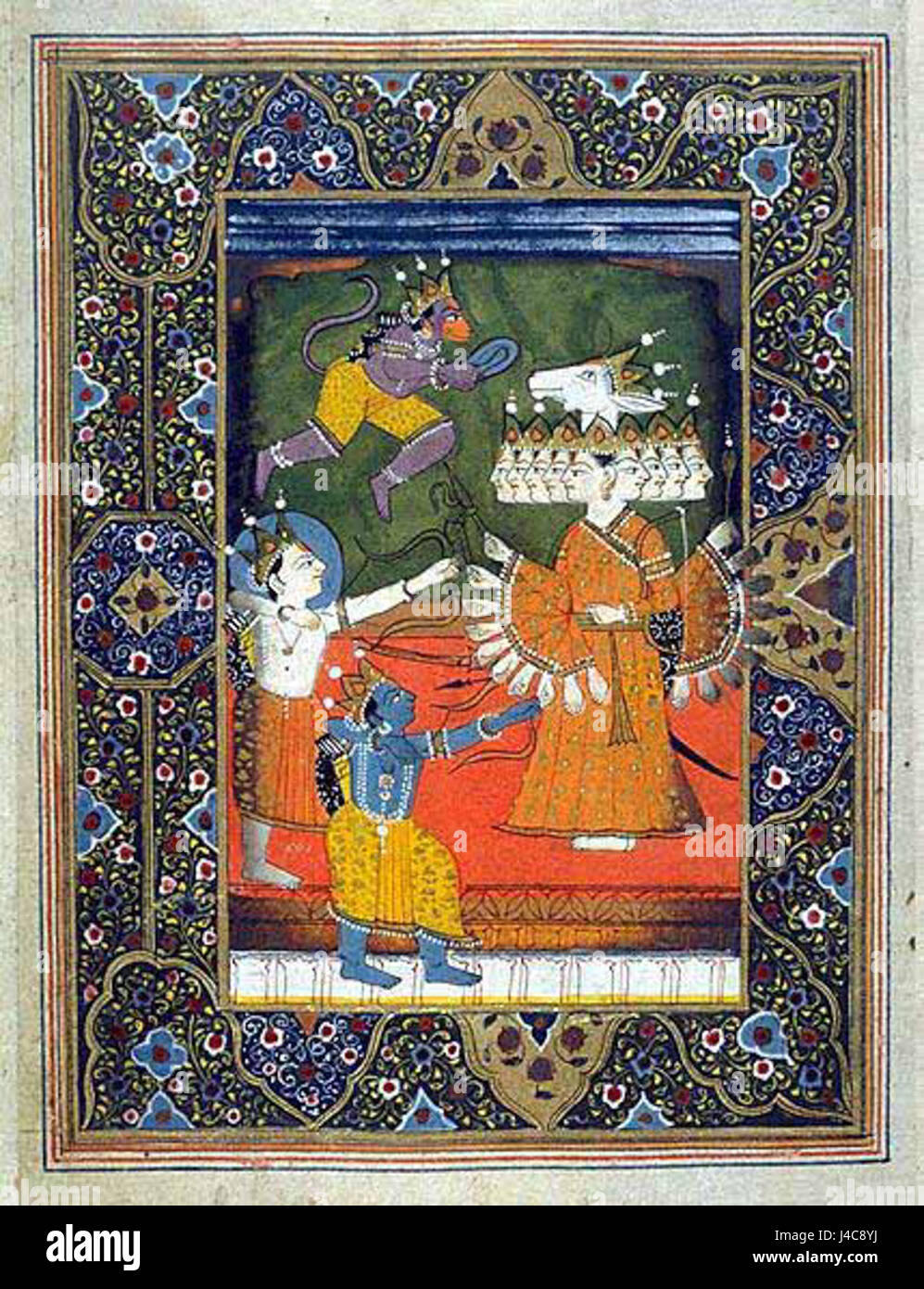 This depiction shows the intense battle between Rama, Lakshman, and ...