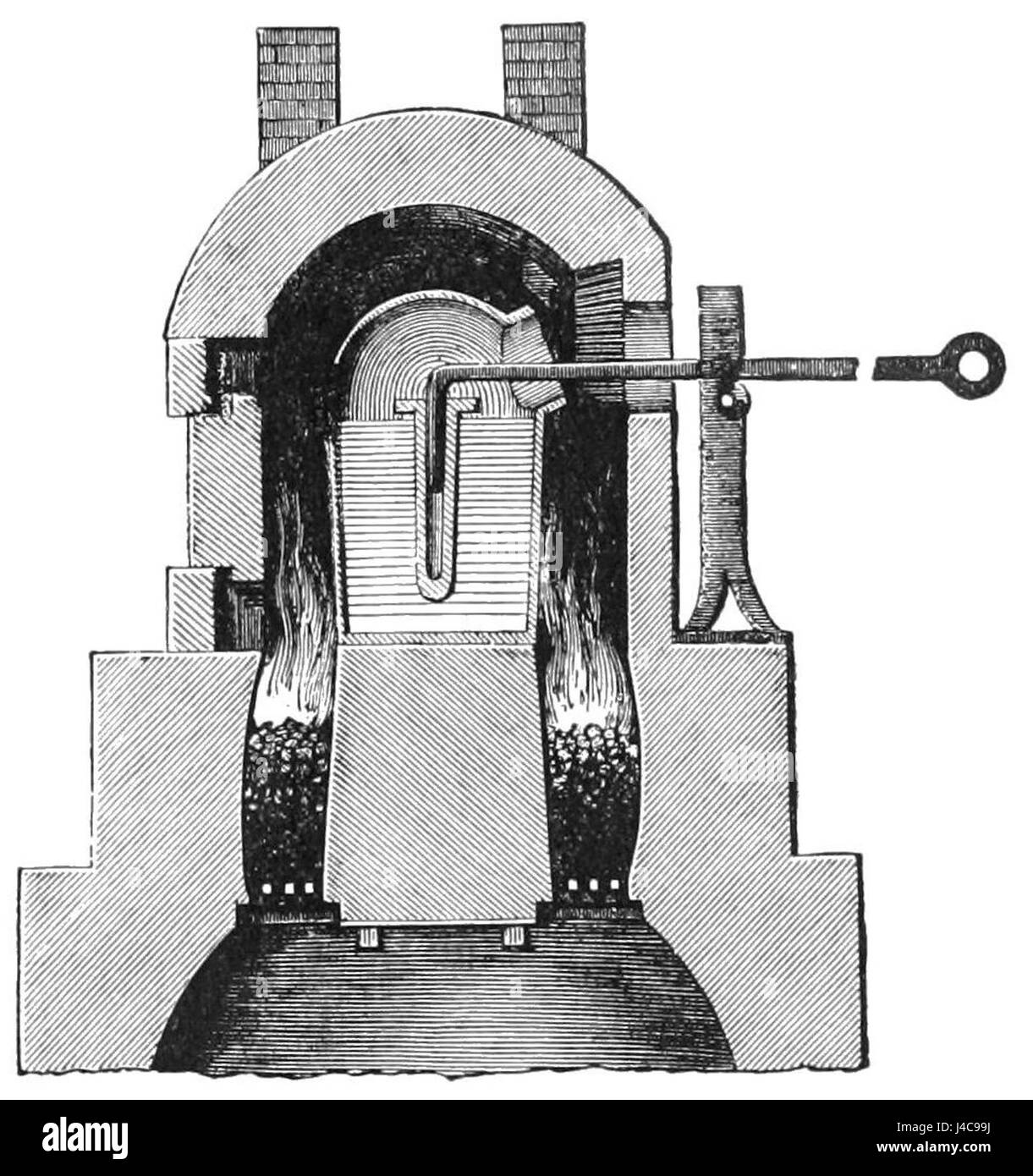 The Flint glass furnace, as depicted in PSM V39 D633, refers to an ...