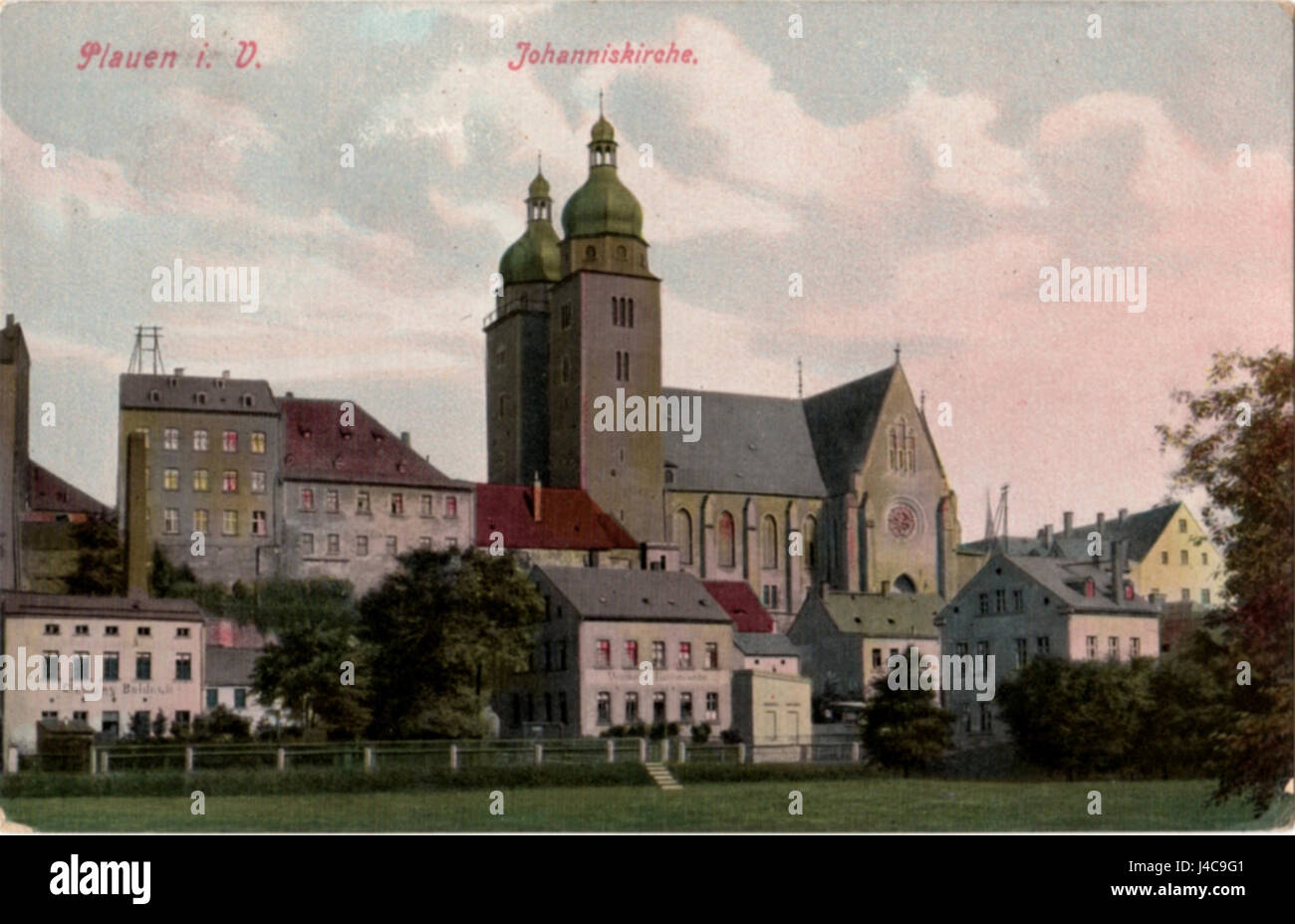 The Johanniskirche in Plauen, captured around 1900, is a historical ...