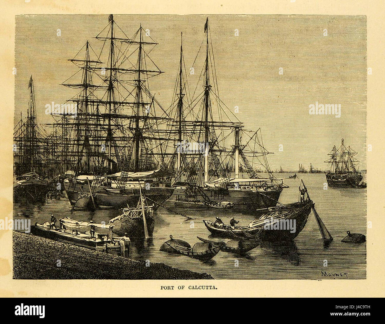 A depiction or description of the Port of Calcutta in 1874, as seen in ...